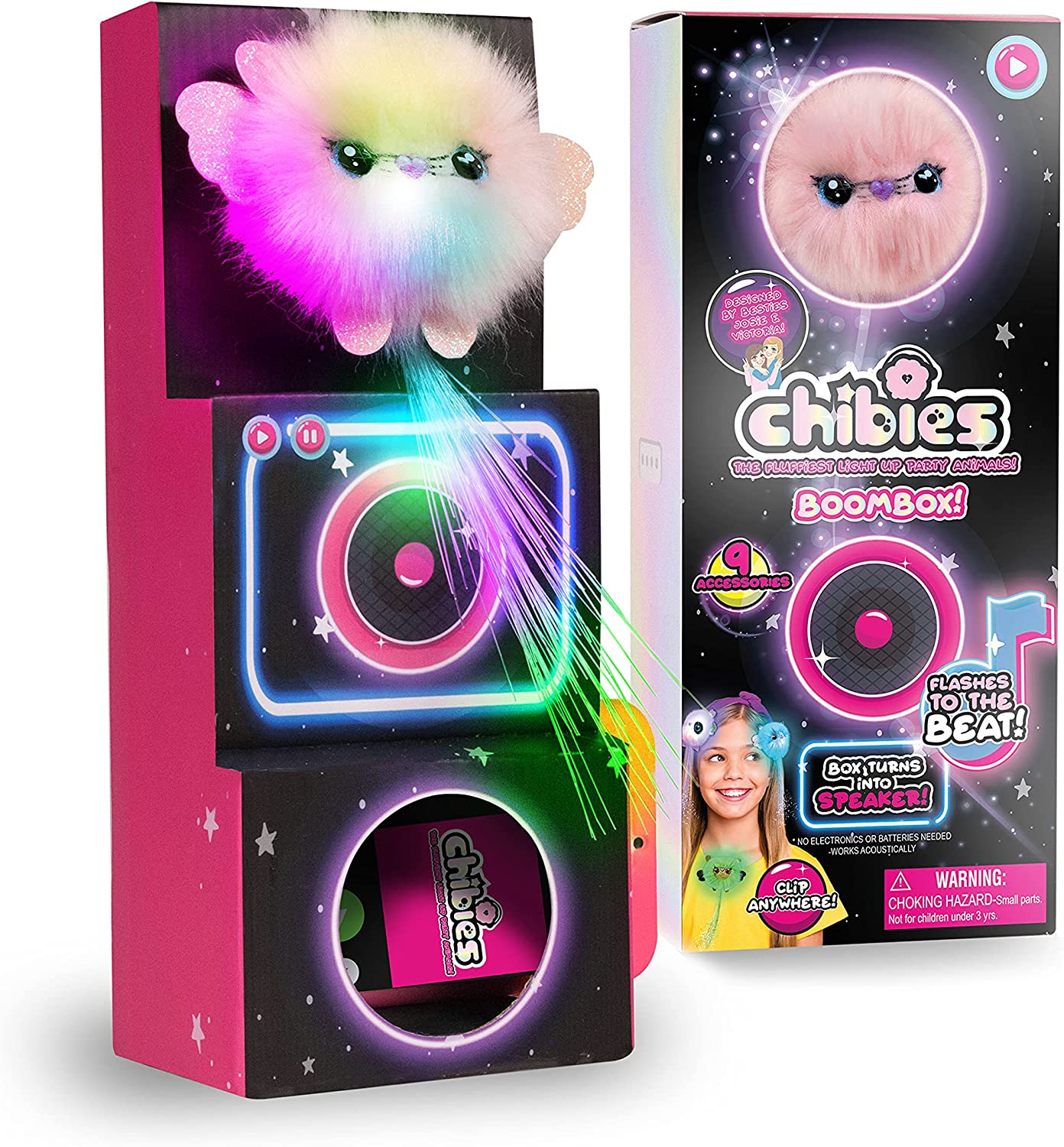 CHIBIES Boom Box - Mysty | Cute Fluffy Party Pets That Flash to the Be