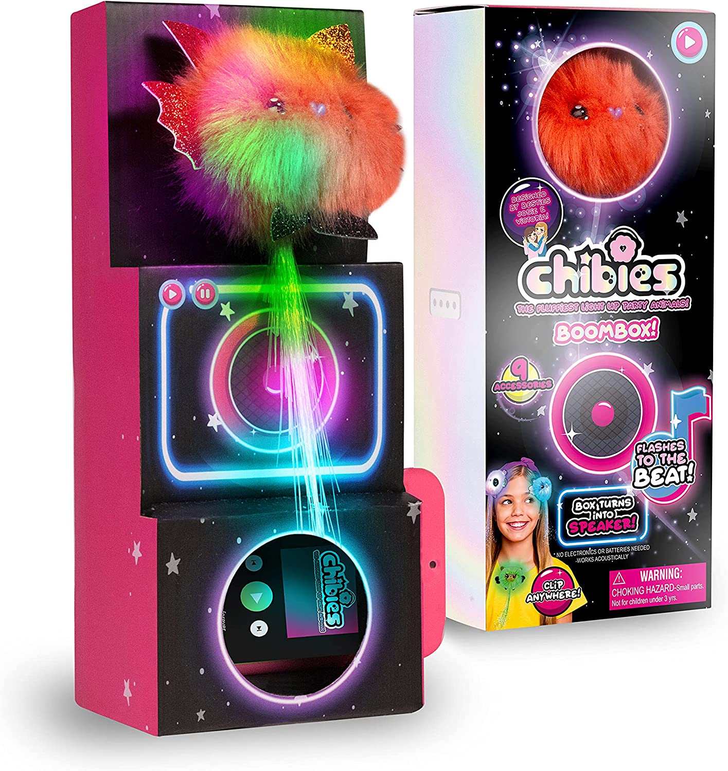 CHIBIES Boom Box - Roxie | Cute Fluffy Party Pets That Flash to the Be